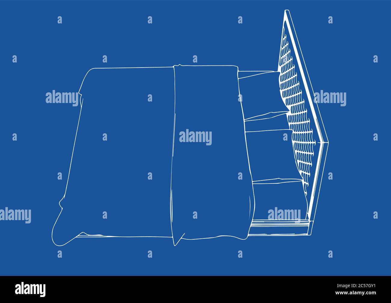 drawing of the bed on a blue background vector Stock Vector Image & Art ...