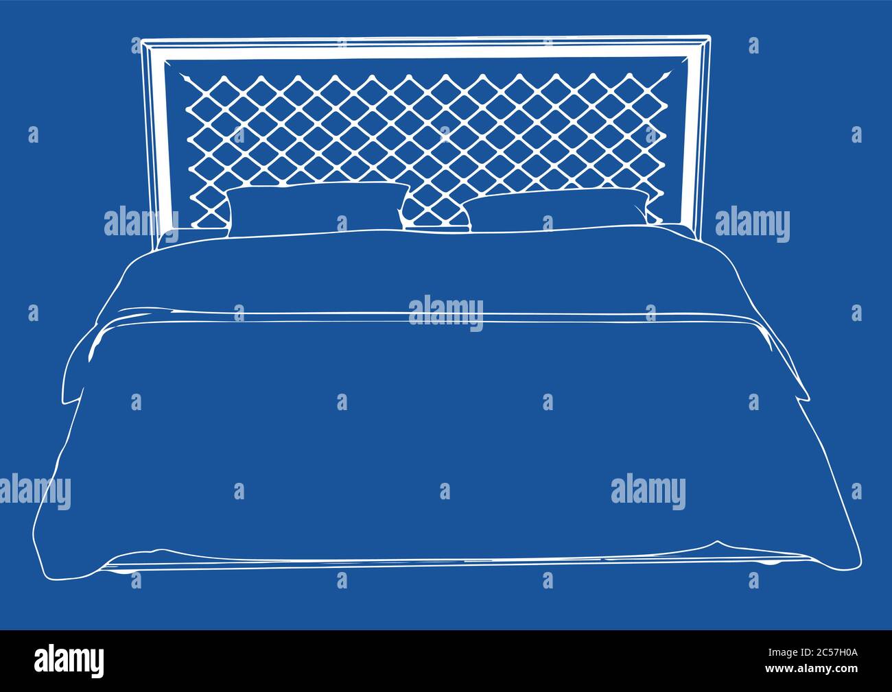 drawing of the bed on a blue background vector Stock Vector Image & Art ...