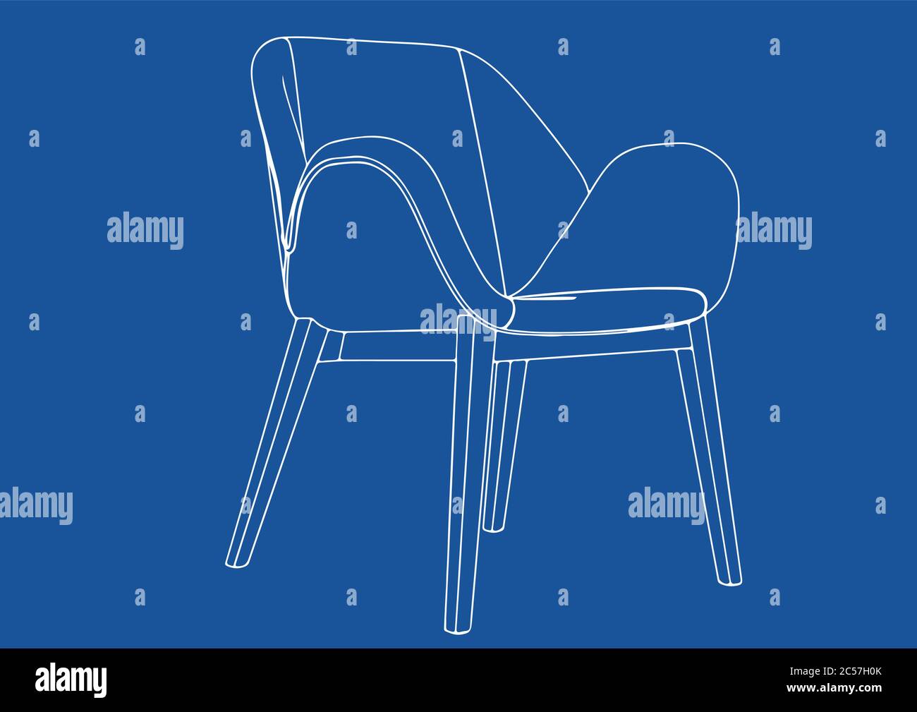 drawing of a chair on a blue background vector Stock Vector Image & Art ...