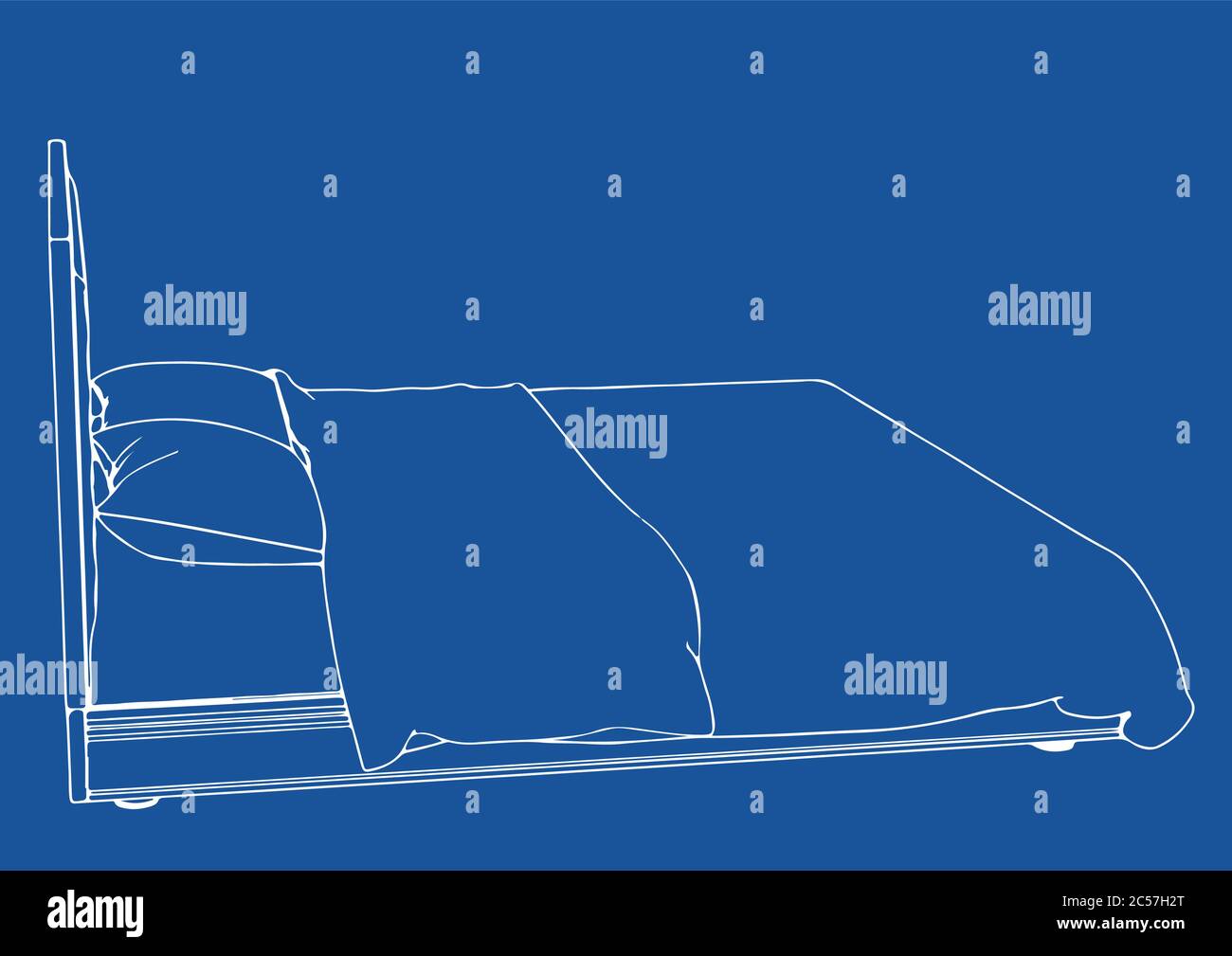 drawing of the bed on a blue background vector Stock Vector Image & Art ...