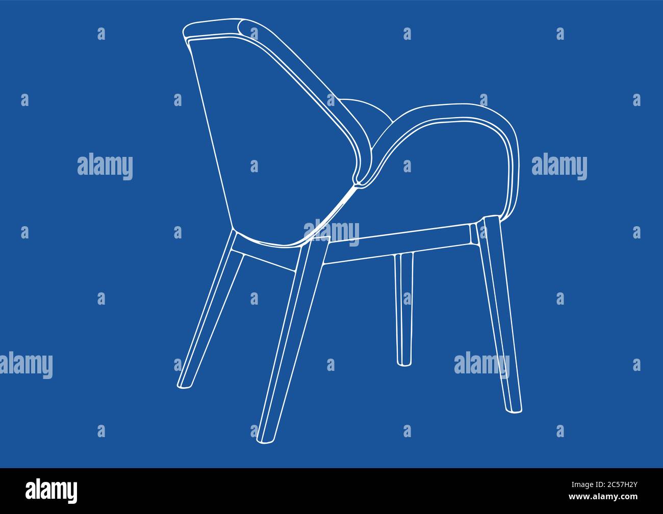 drawing of a chair on a blue background vector Stock Vector Image & Art ...