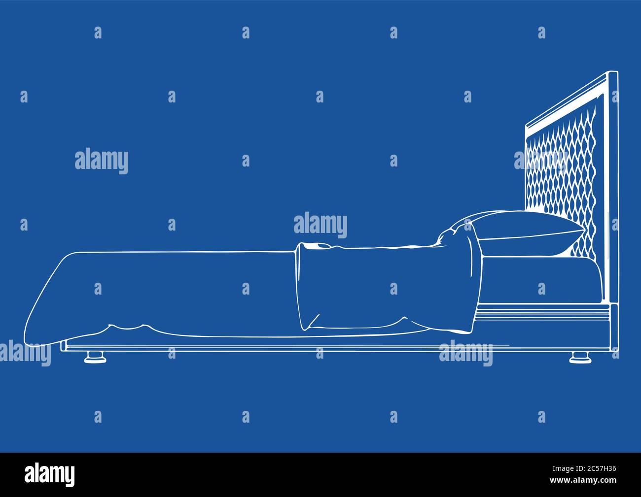 drawing of the bed on a blue background vector Stock Vector Image & Art ...