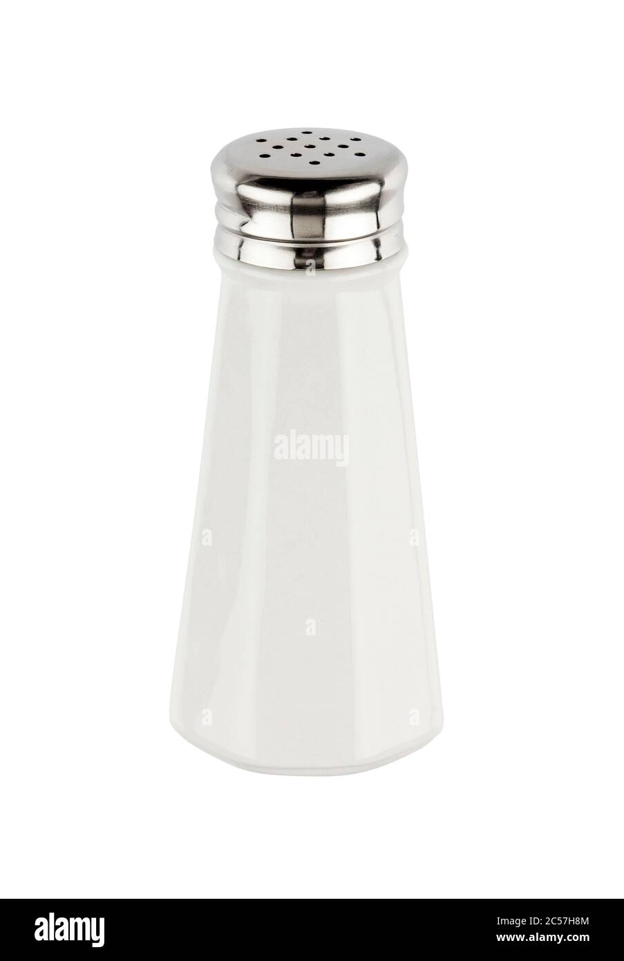 ceramic salt shaker with metal top isolated on white background Stock ...