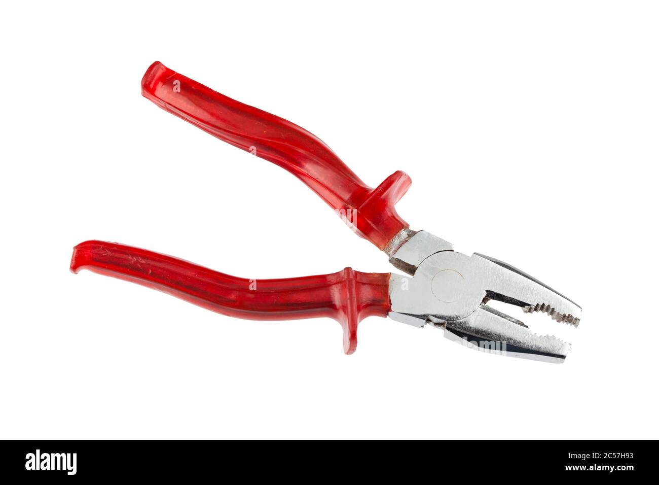 Pliers with red handles isolated on white background Stock Photo - Alamy