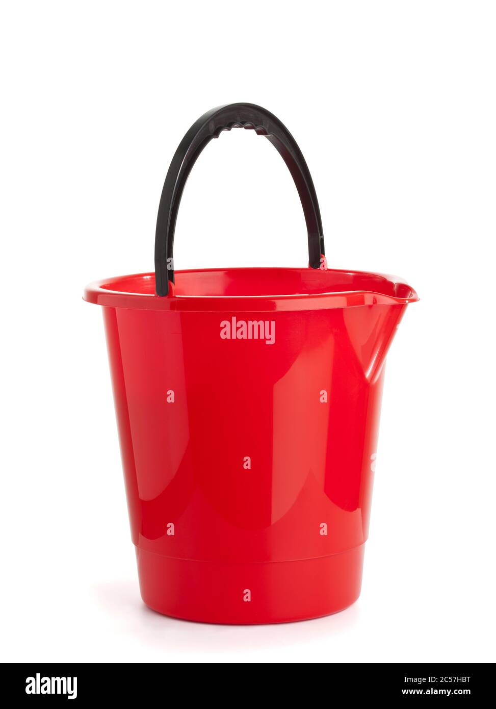 red plastic bucket isolated on white background Stock Photo - Alamy