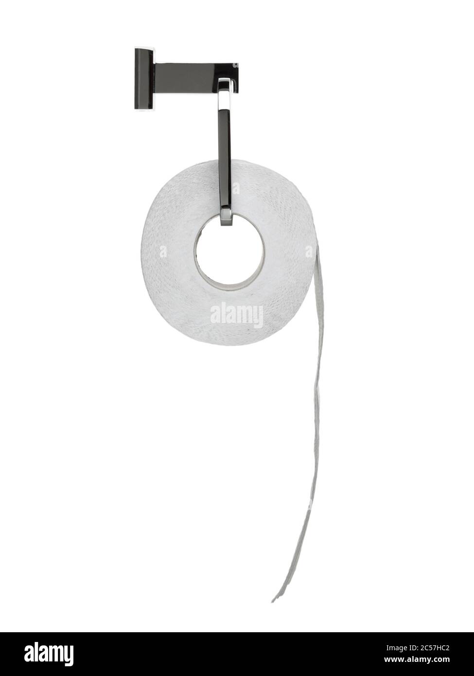 Chome plated toilet paper holder with roll, side view, isolated on ...