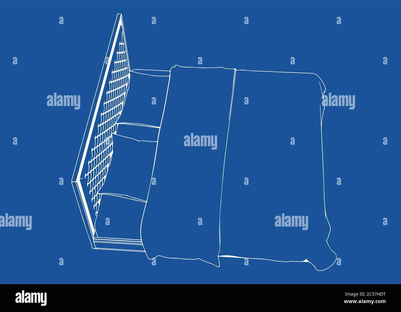 drawing of the bed on a blue background vector Stock Vector Image & Art ...