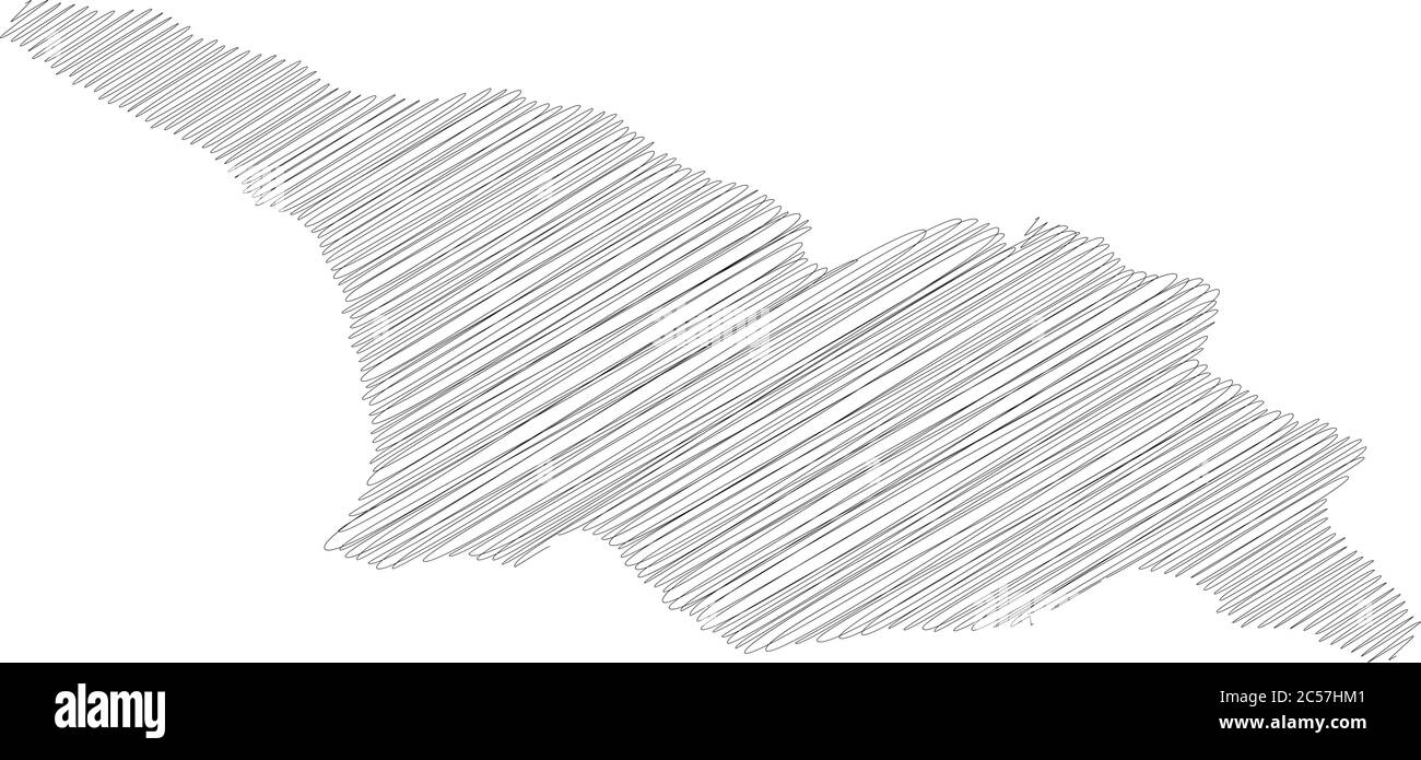 Georgia - pencil scribble sketch silhouette map of country area with ...