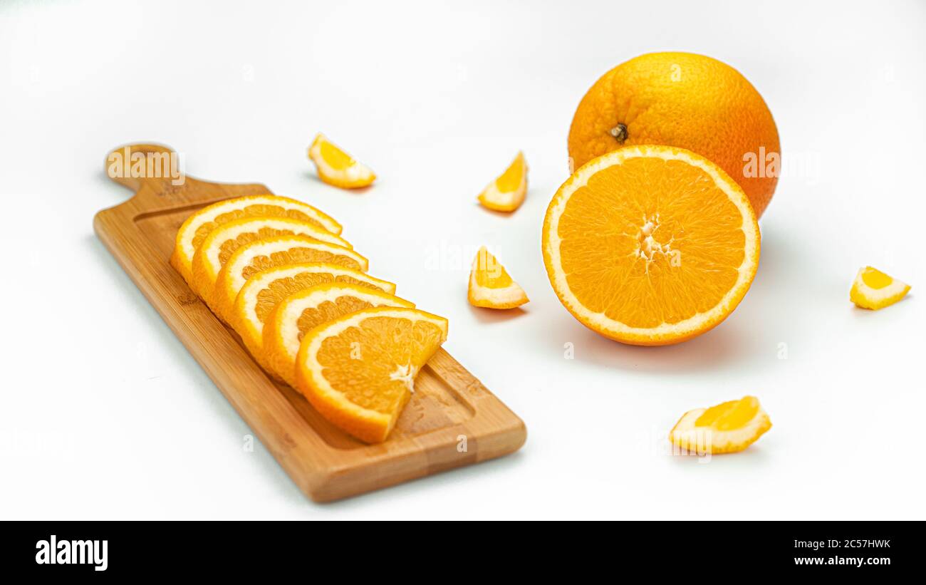 Bright, juicy, sweet oranges on the white background Stock Photo - Alamy