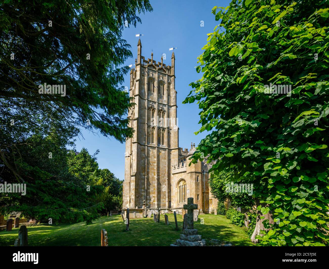 Exterior of Gothic architecture traditional parish wool church of St ...