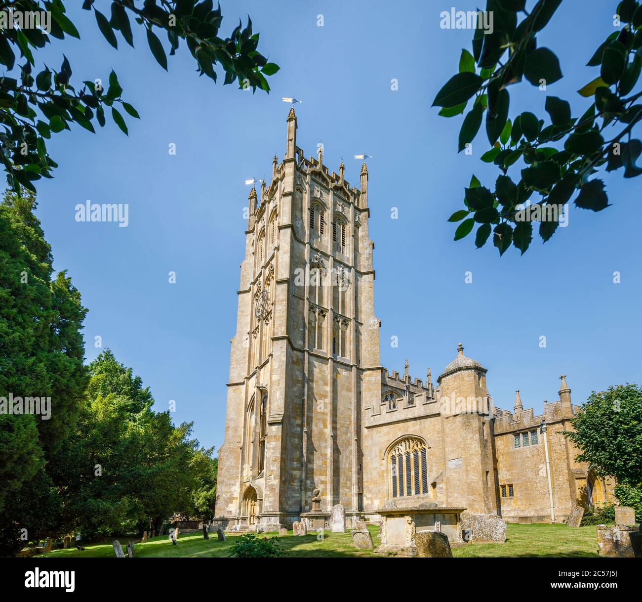 Exterior of Gothic architecture traditional parish wool church of St ...