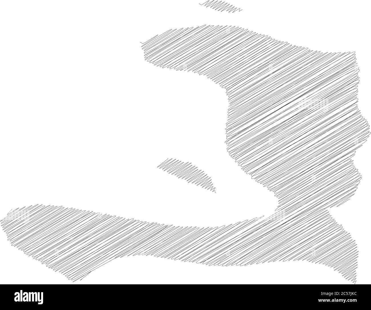 Haiti - pencil scribble sketch silhouette map of country area with ...