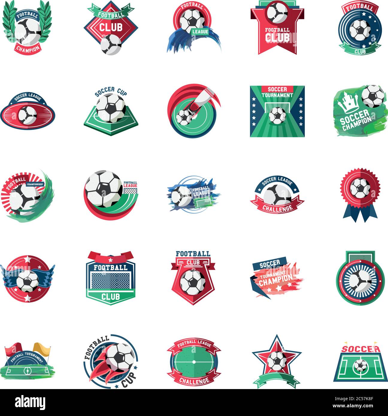 detailed style icon set design, Soccer football club cup league ...