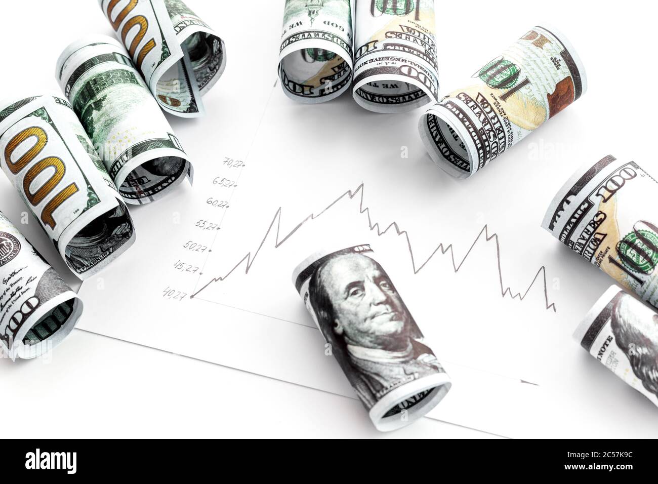 Stock market chart with US dollars banknote top view Stock Photo - Alamy