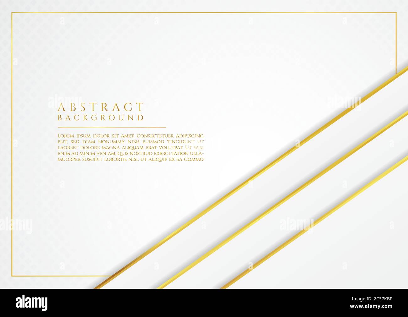 White Overlap Layer Design Pattern Background Gold Metallic Frame With Space Vector