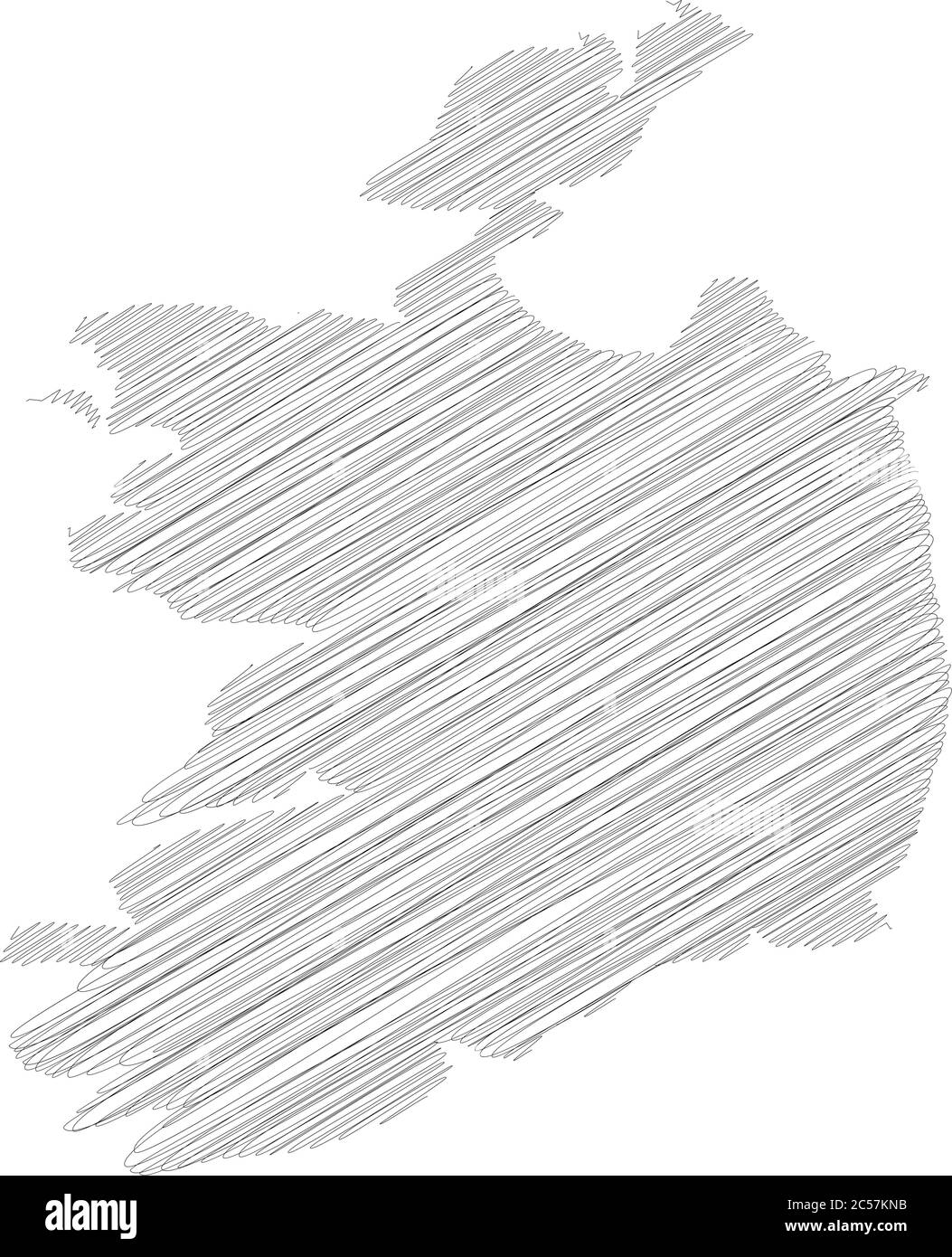 Ireland - pencil scribble sketch silhouette map of country area with ...