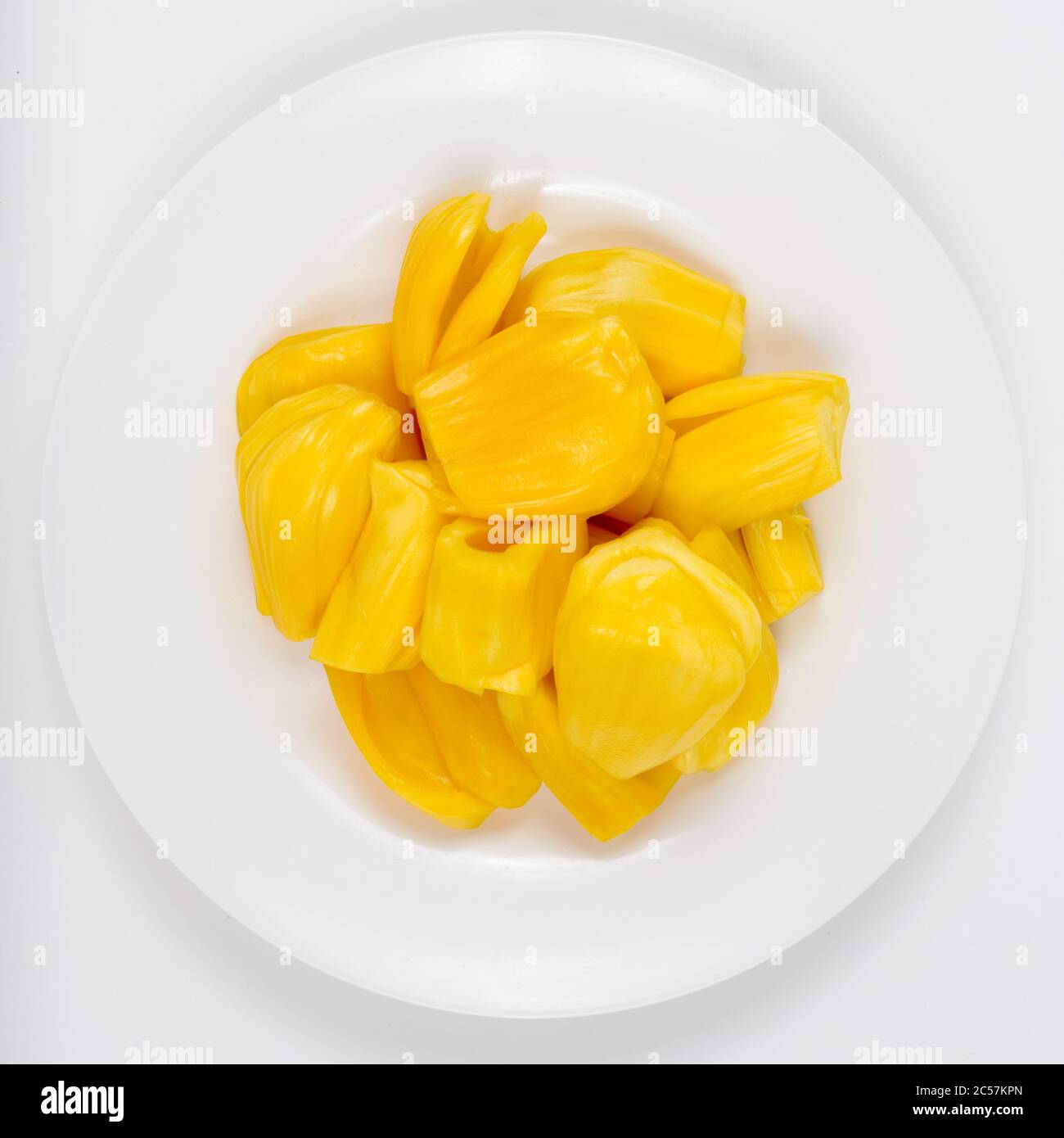 Ripe jack fruit slices against white background Stock Photo - Alamy