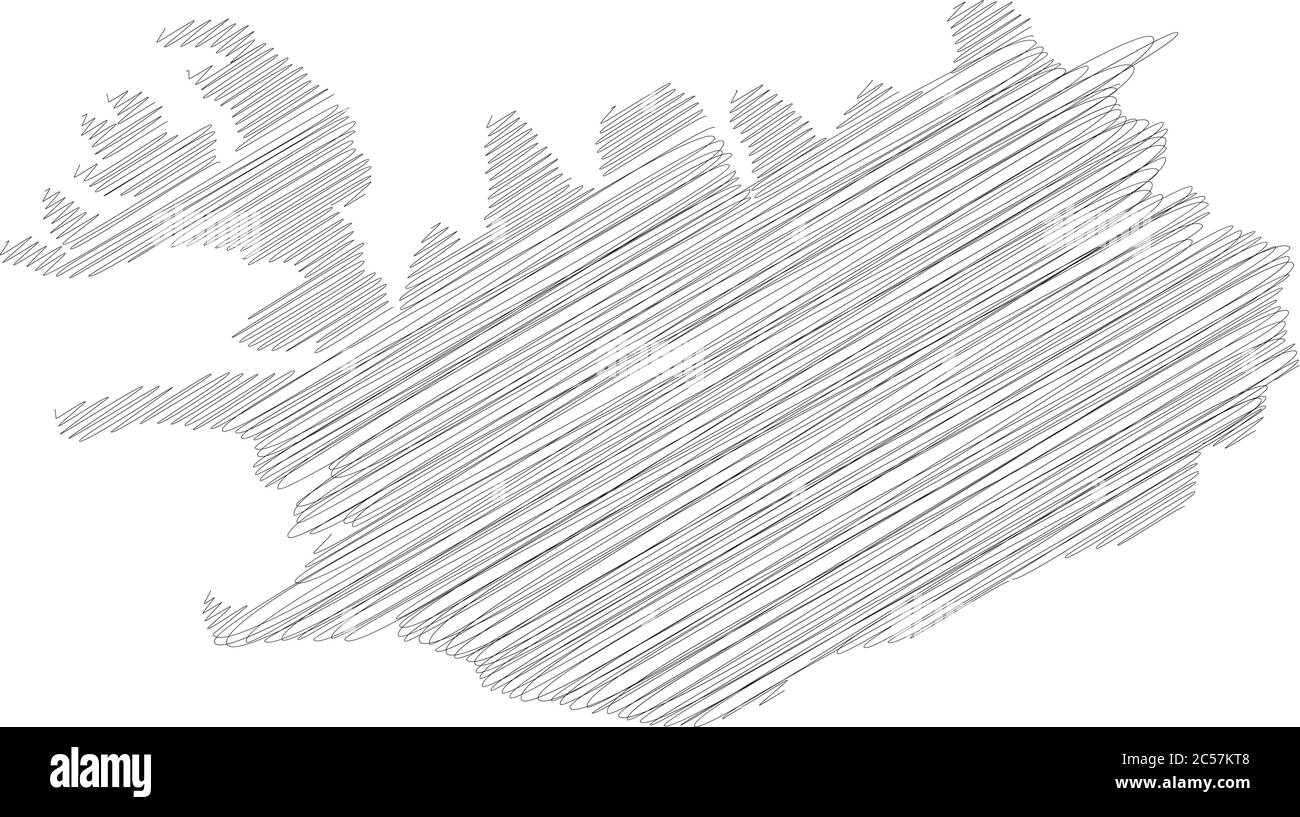 Iceland - pencil scribble sketch silhouette map of country area with ...