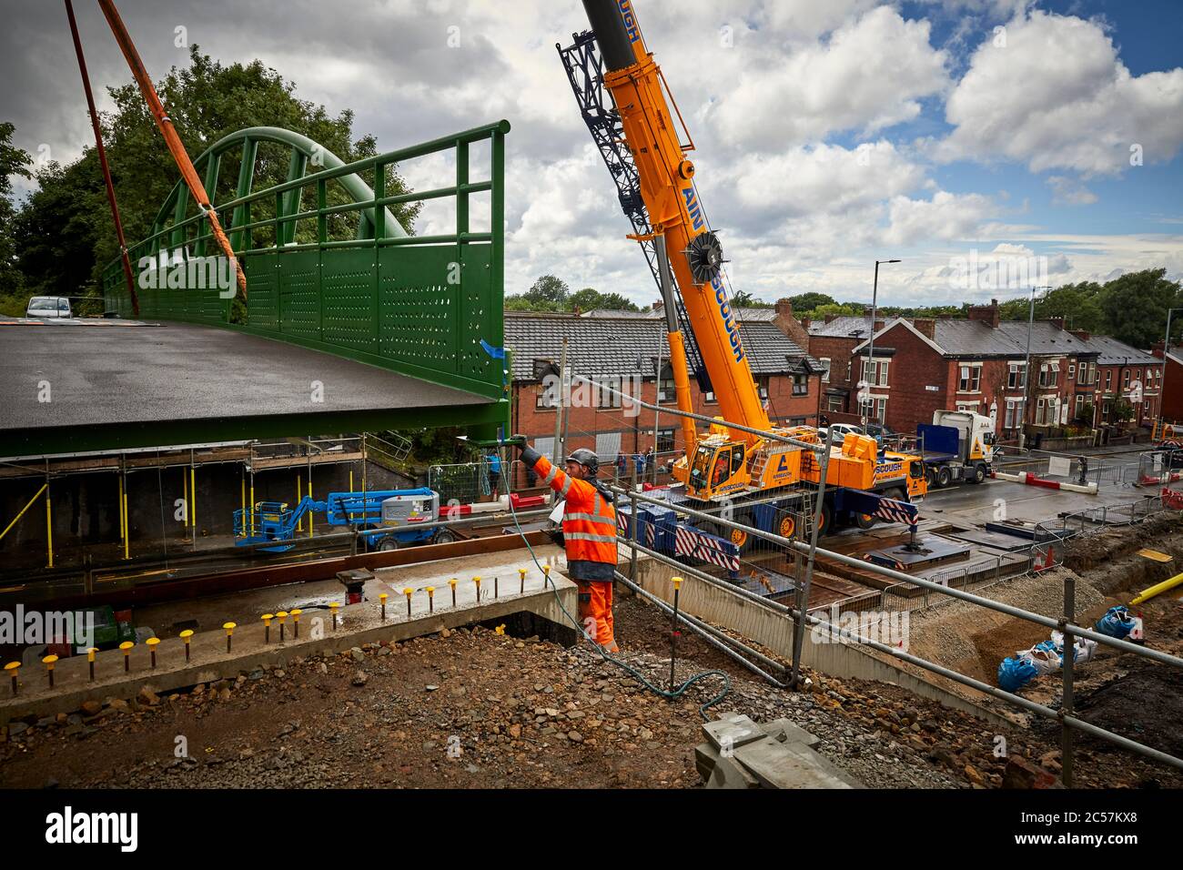A57 Hyde Road in Gorton has a new footbridge added to the old railway ...