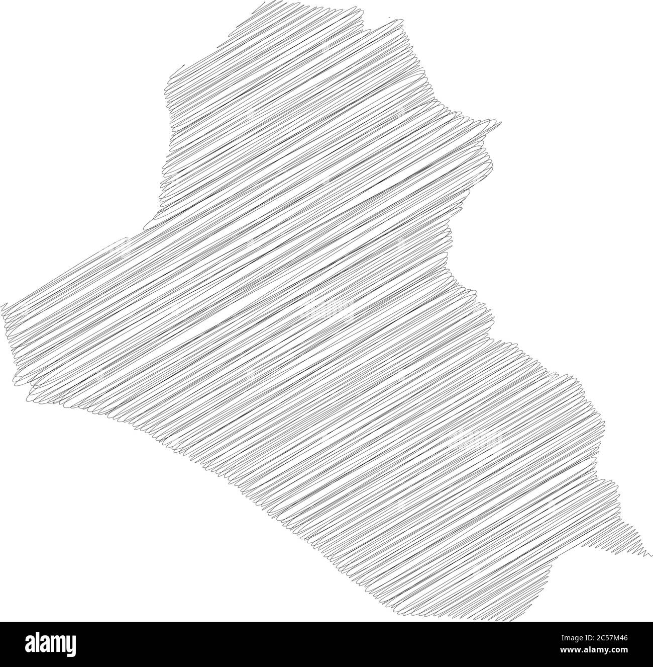 Iraq - pencil scribble sketch silhouette map of country area with ...