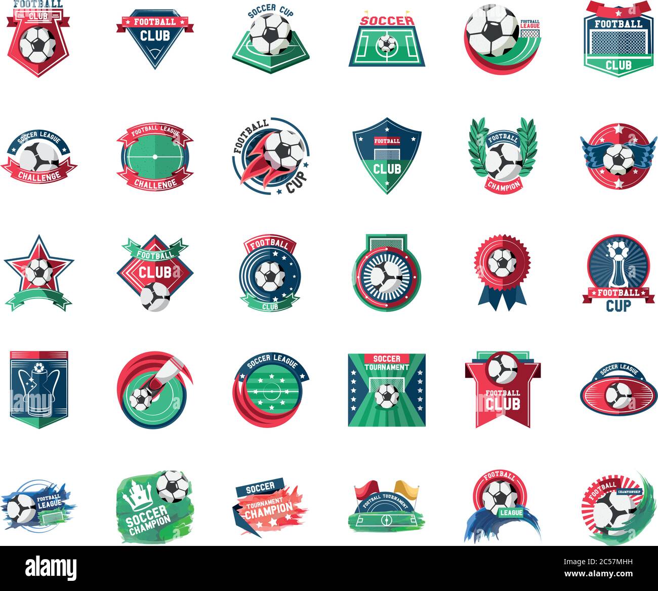 detailed style icon set design, Soccer football club cup league ...