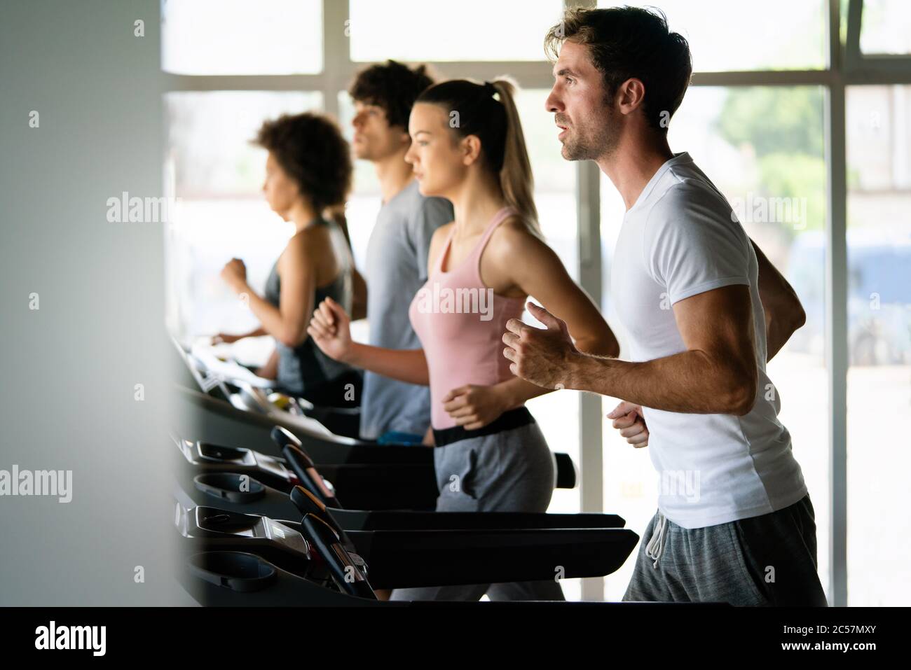 Group of healthy fit people at the gym exercising Stock Photo - Alamy