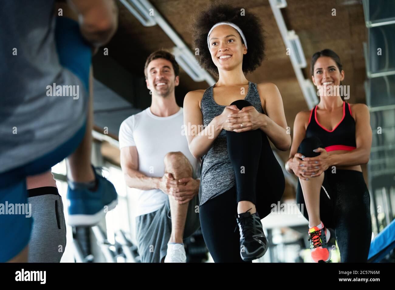 Group of healthy fit people at the gym exercising Stock Photo - Alamy