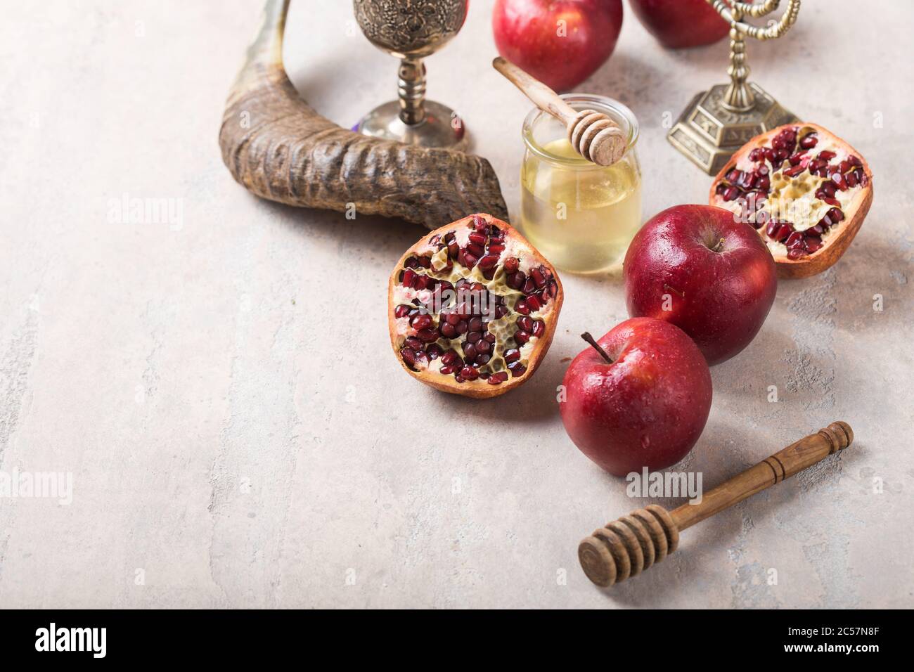 Rosh hashanah - jewish New Year holiday concept. Traditional symbols ...