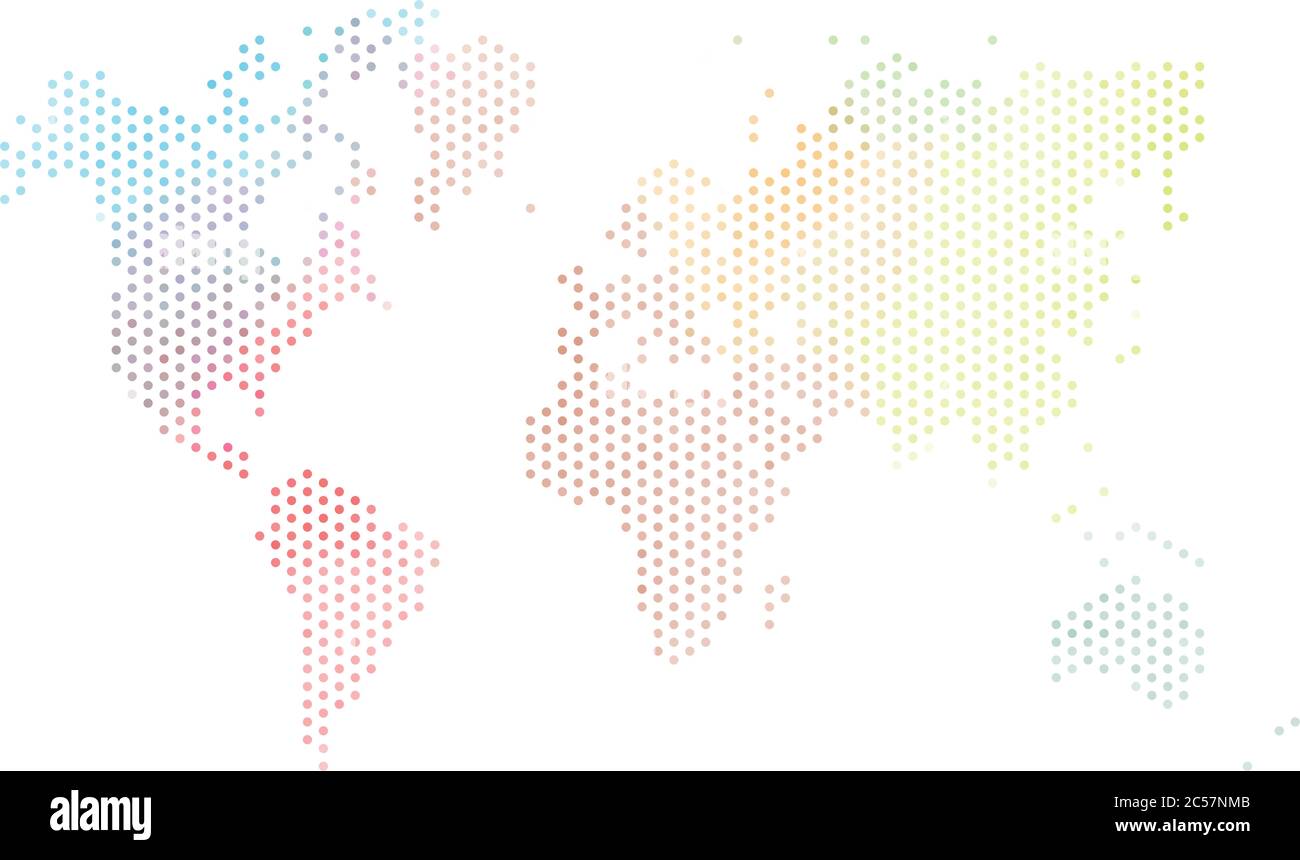 Dotted map of World. Colorful halftone design. Simple flat vector ...