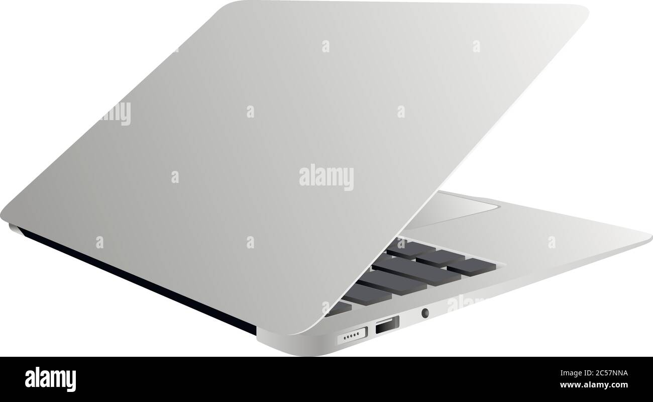 Realistic laptop incline 35 degree isolated on white background. High ...