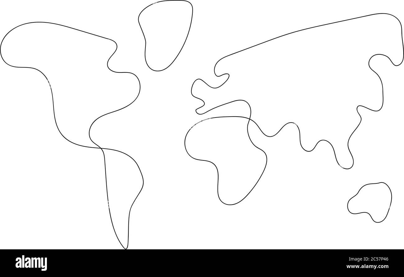 Hand-drawn map of World. Solid thin vector line Stock Vector Image ...