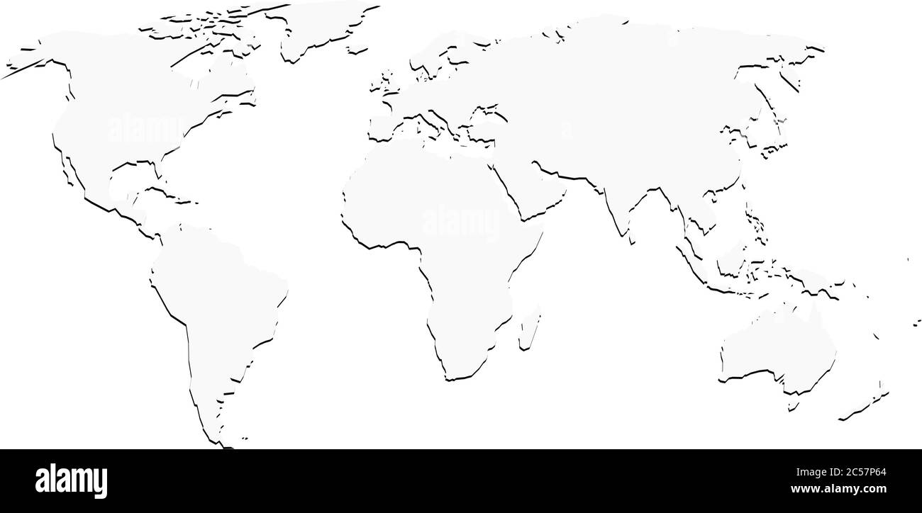White world map with shadow silhouette. Looks like map cut from paper ... White world map with shadow silhouette. Looks like map cut from paper ...