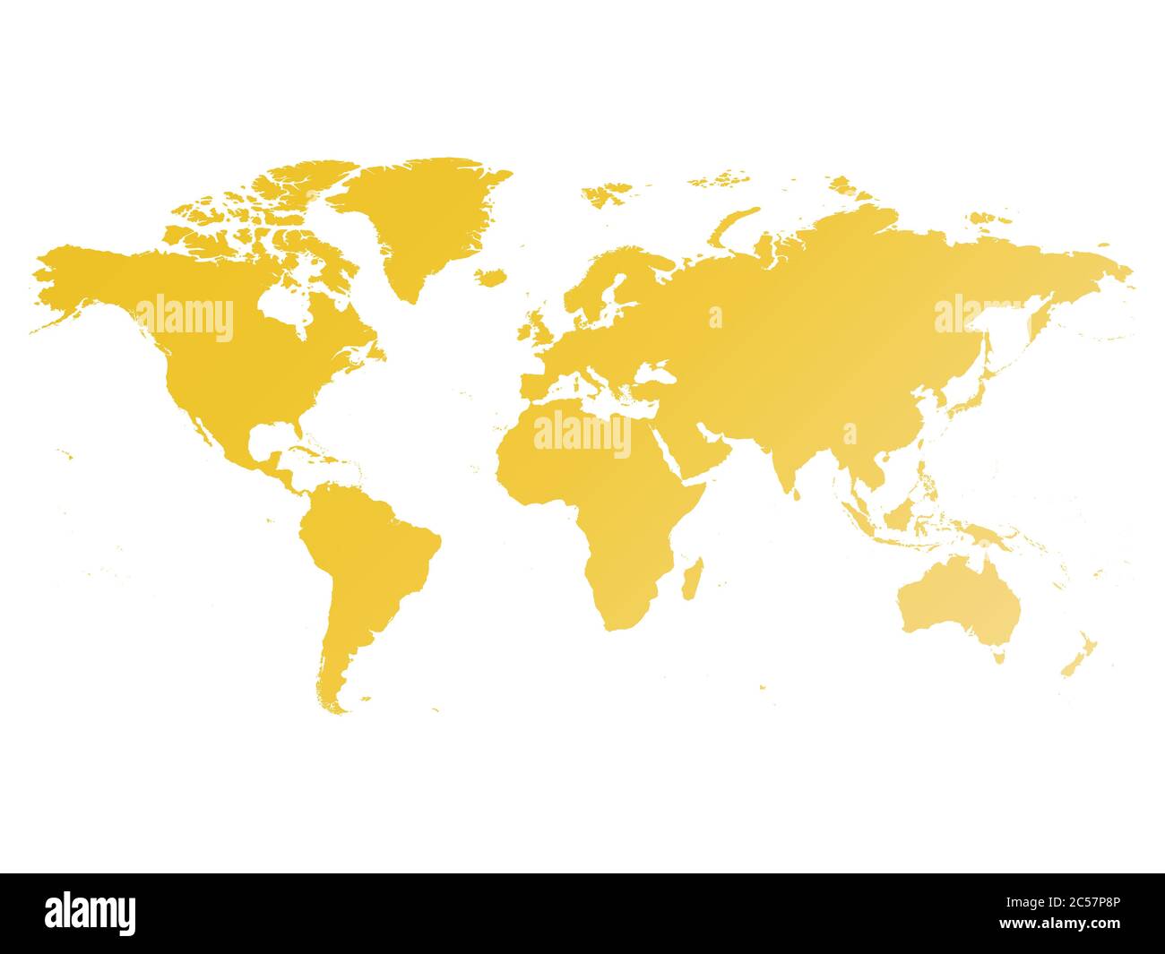 Map of World. Yellow gradient silhouette vector illustration isolated ...