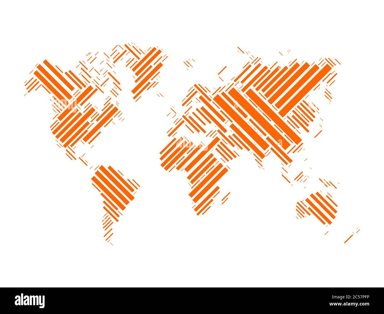 Vector map of world mosaic of orange blocks on white background Stock ...