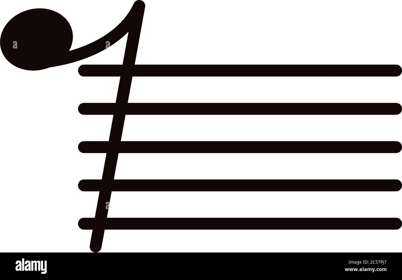 music note in musical partiture silhouette style icon vector ...