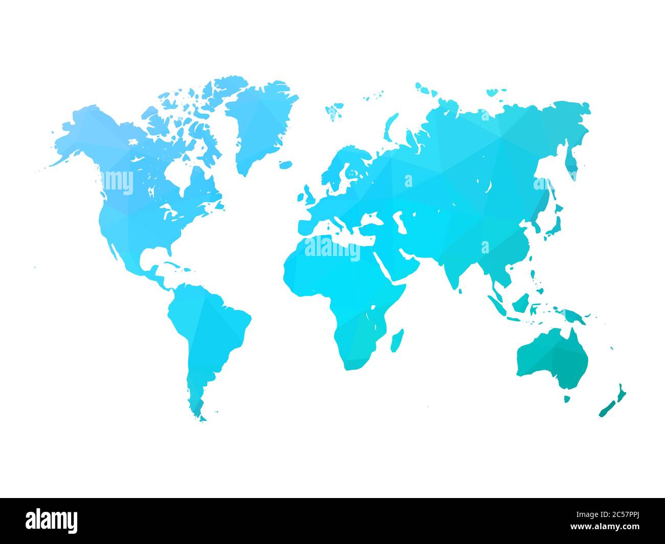 Low poly map of world. World map made of triangles. Blue polygonal ...