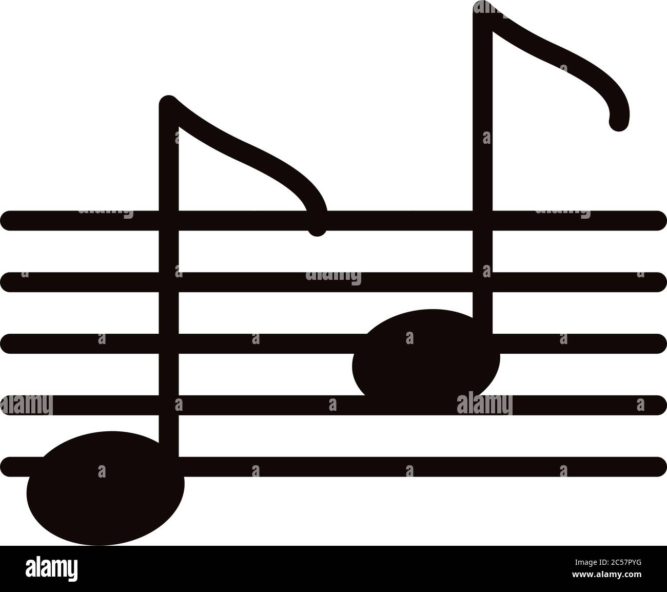 music note in musical partiture silhouette style icon vector ...