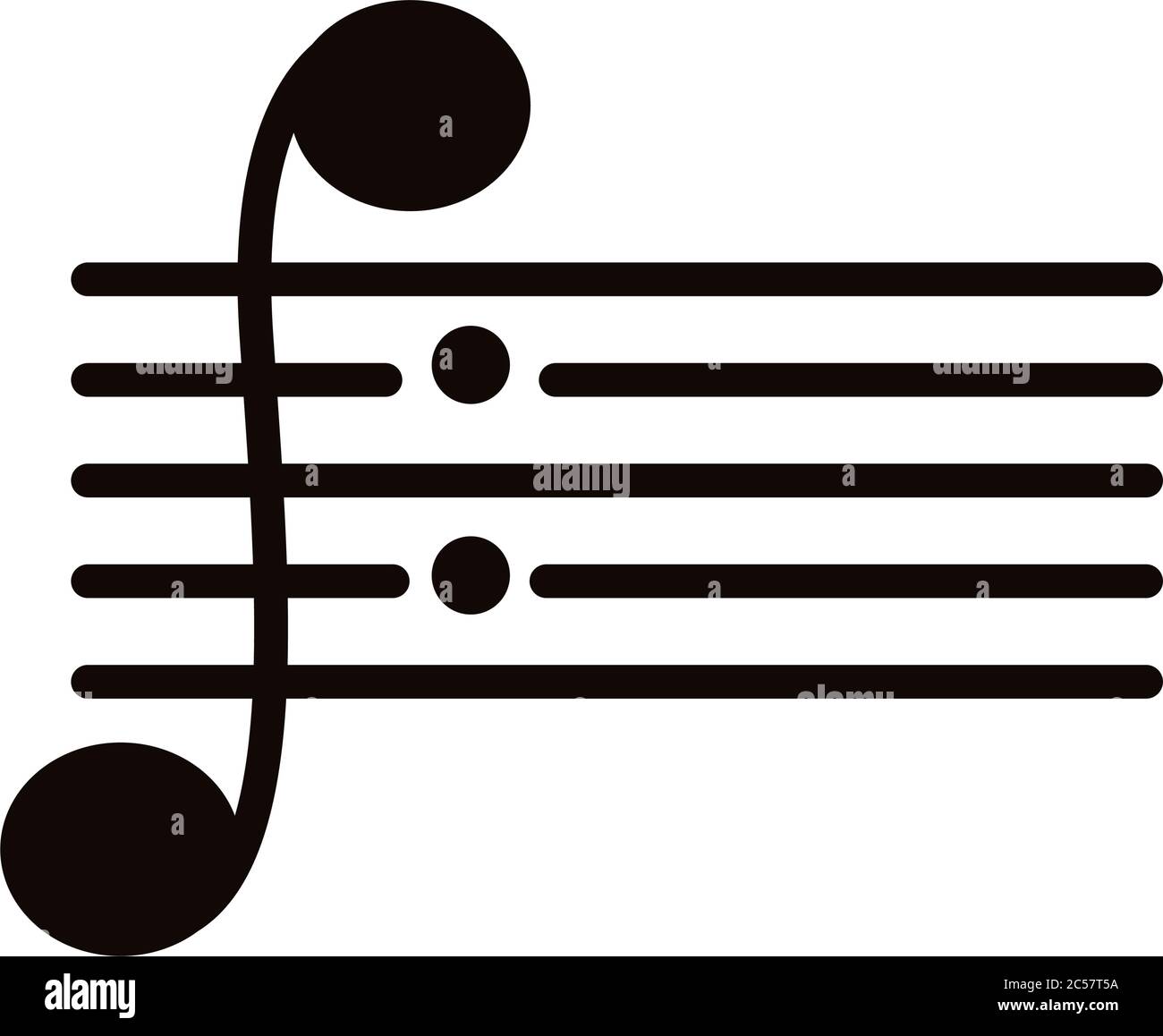 music note in musical partiture silhouette style icon vector ...