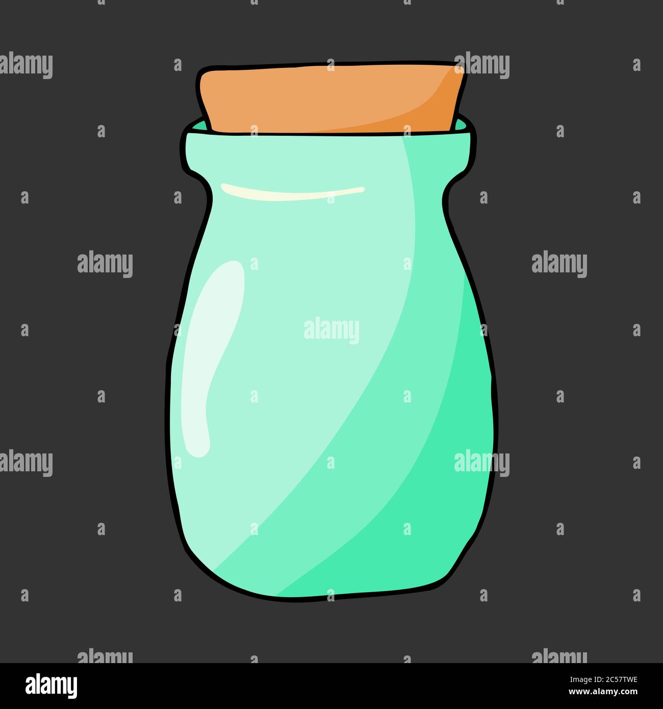 Colorful hand drawn jar. Contour sketch. Cartoon kitchen objects doodle ...