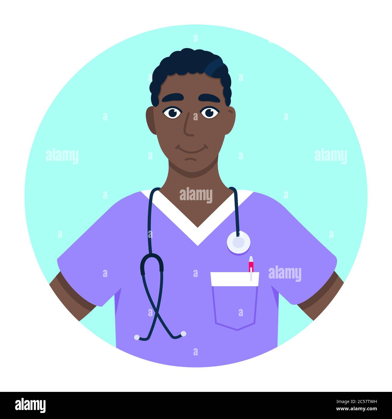 Doctor avatar character standing in the circle flat style design vector ...
