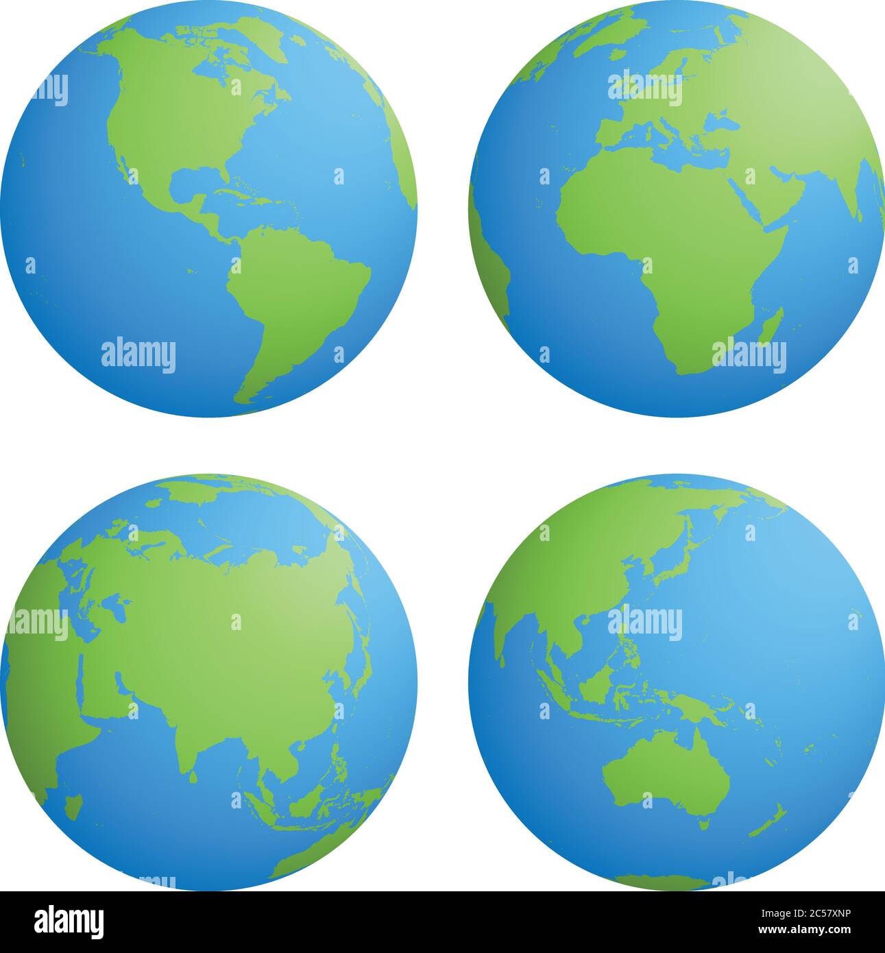 Four hemisphere world map Stock Vector Images - Alamy