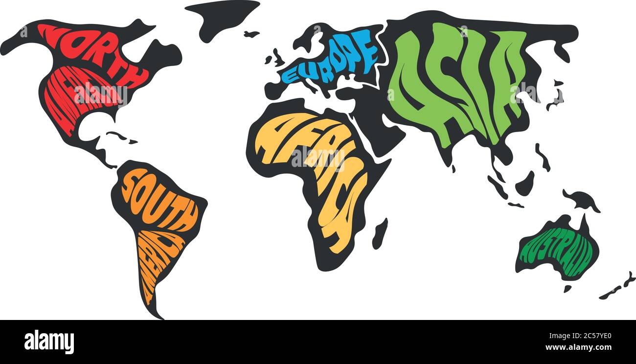 World map divided into continents Stock Vector Images - Alamy