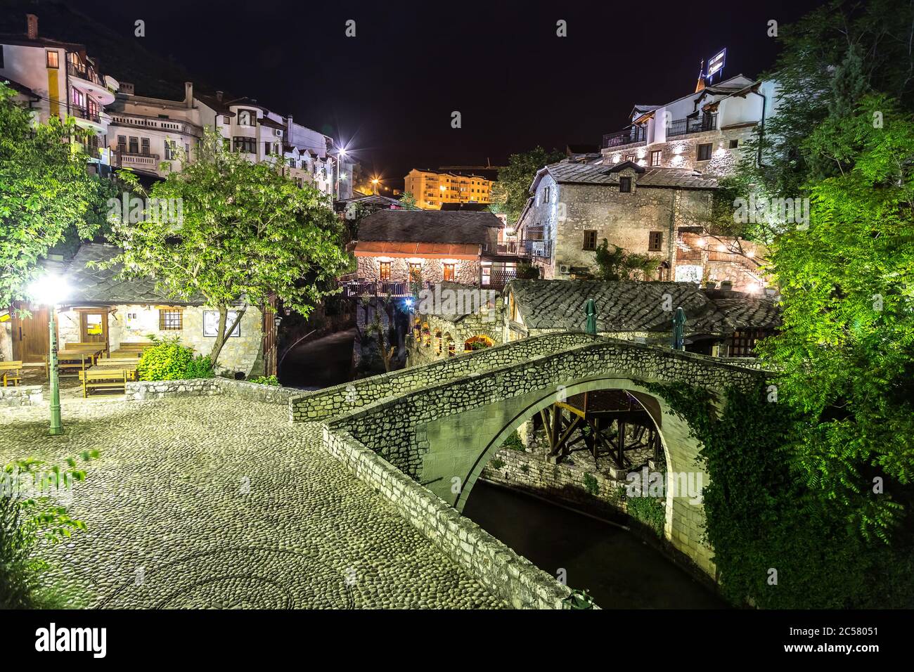 Mostar in a beautiful summer night, Bosnia and Herzegovina Stock Photo ...