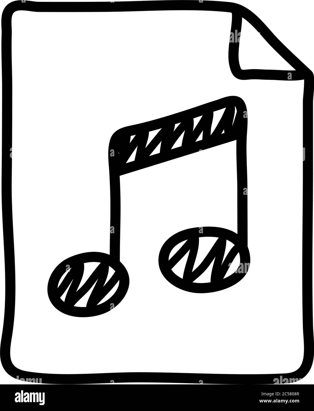 music note in paper sheet line style icon vector illustration design ...