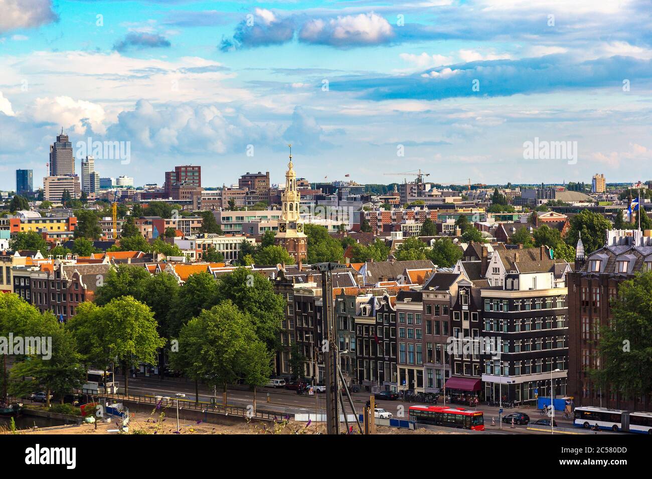 Panoramic aerial view of Amsterdam in a beautiful summer day, The ...