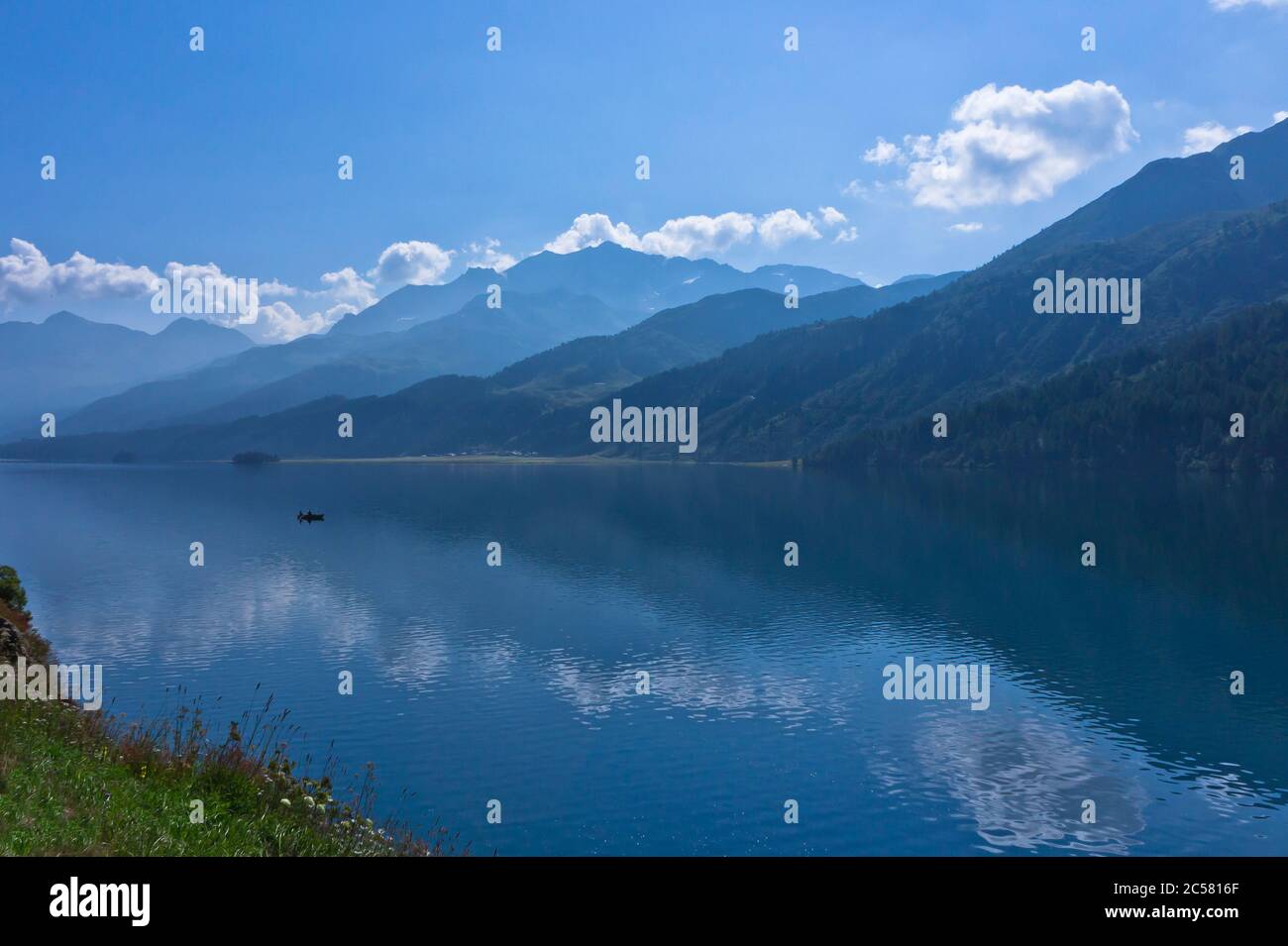 Natural landscape in Alps, Lago Bianco, Switzerland, Europe Stock Photo ...