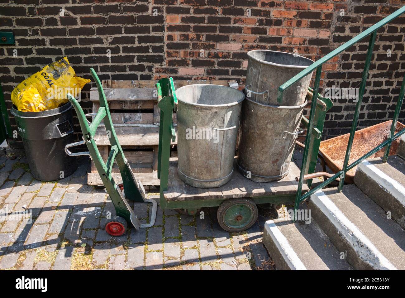 industrial trolley with clay bins at ceramic pottery factory Stock ...