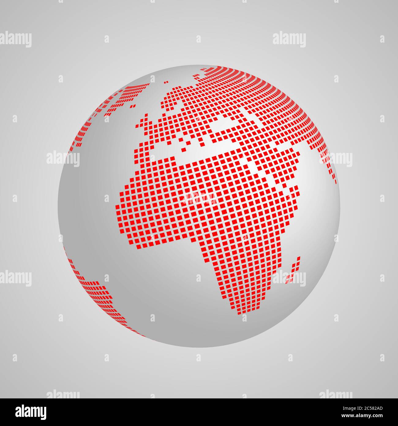 Vector planet Earth globe with red squared map of continent Europe and ...