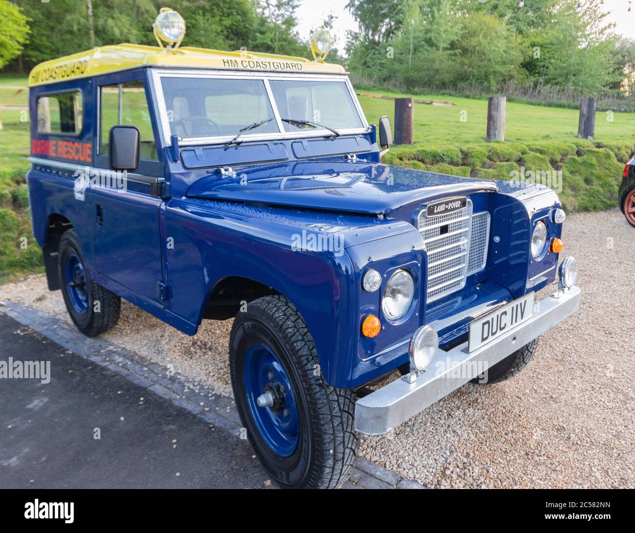 vintage Classic old blue HM Coastguard Land Rover 110 Stock Photo - Alamy