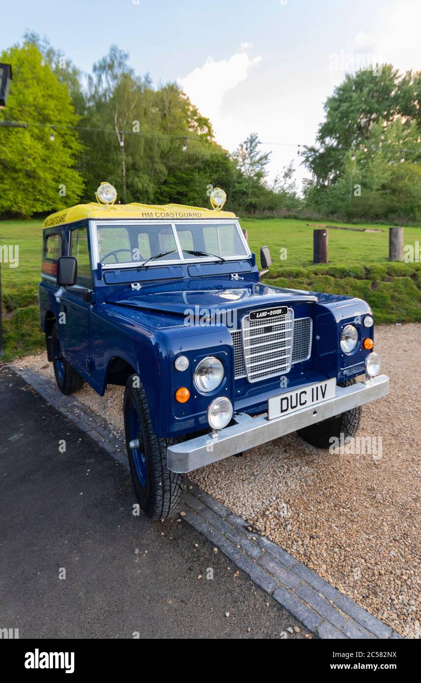 Classic old blue HM Coastguard Land Rover 110 Stock Photo - Alamy